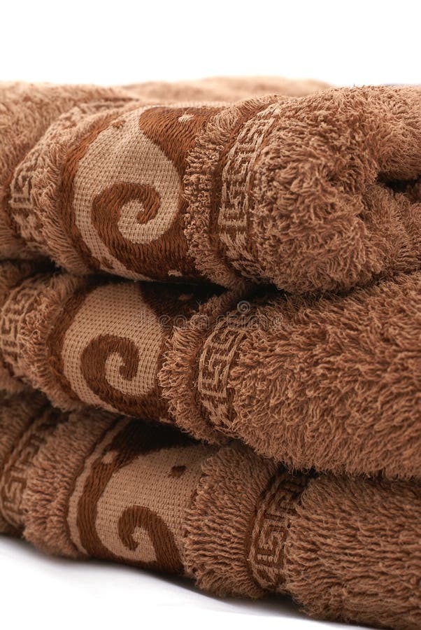 Stack of towels stock image. Image of brown, bathroom - 4097107