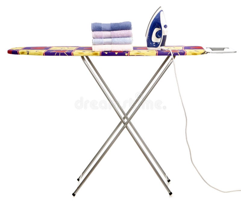 Stack Towels Clean Ironing Board Iron Stock Image - Image of clean ...