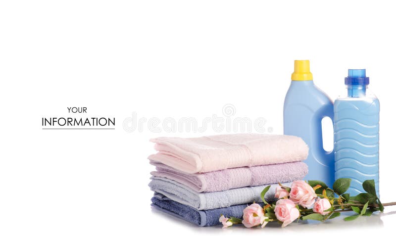 A Stack of Towels Flower Softener Conditioner Liquid Laundry Detergent ...