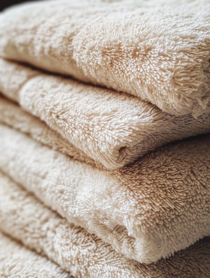 A Stack of Towels with a Light Tan Color Stock Image - Image of ...