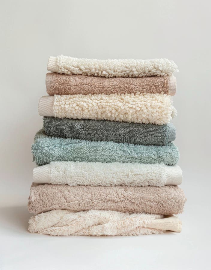 Stack of Towels in Soft, Neutral Hues Stock Image - Image of texture ...
