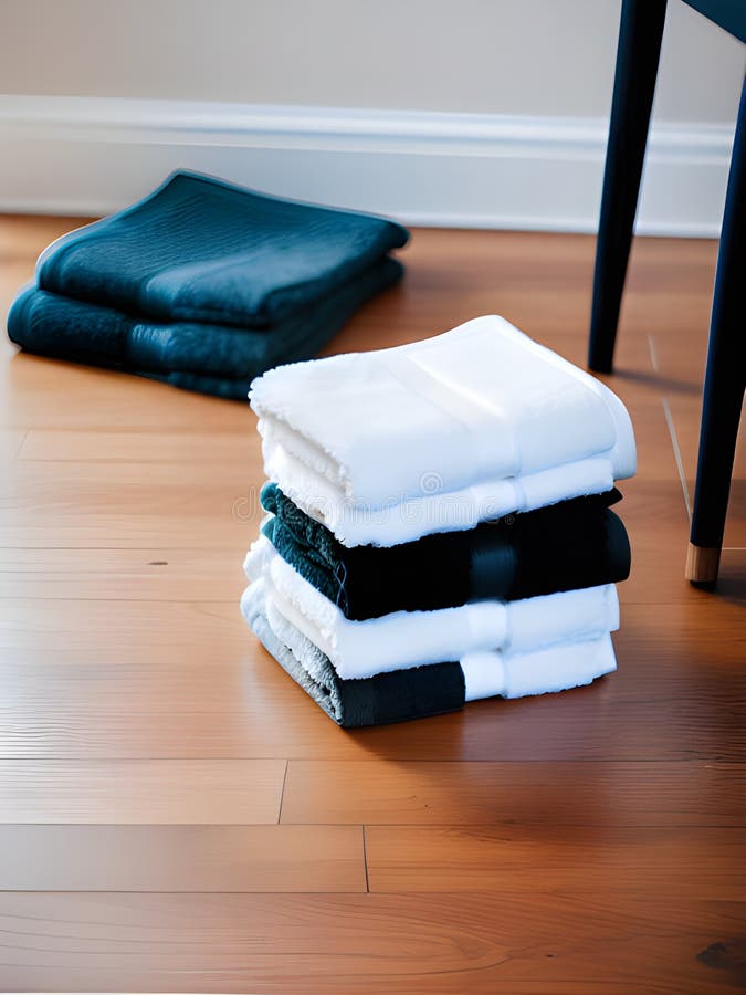 Stack of Towels on Table in Bathroom, Ai Generated Stock Illustration ...
