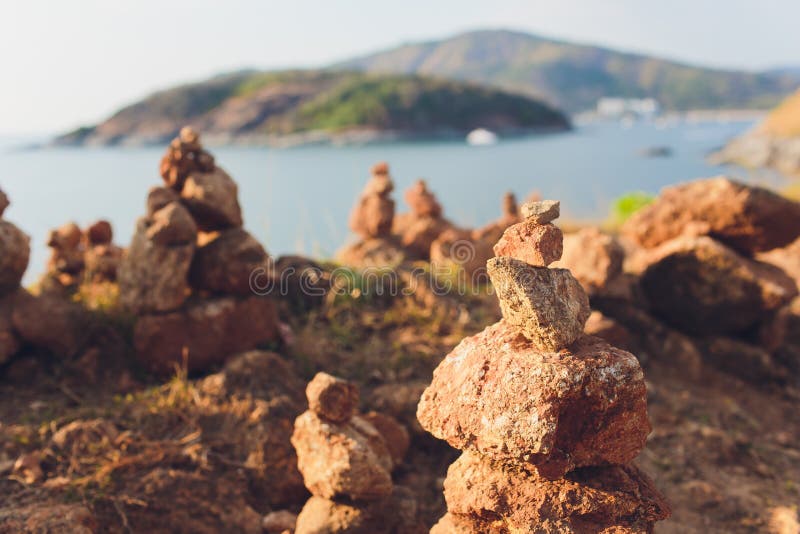 Stack Tower Stone Zen Art Folded Blurred Rock Background. Large Small ...