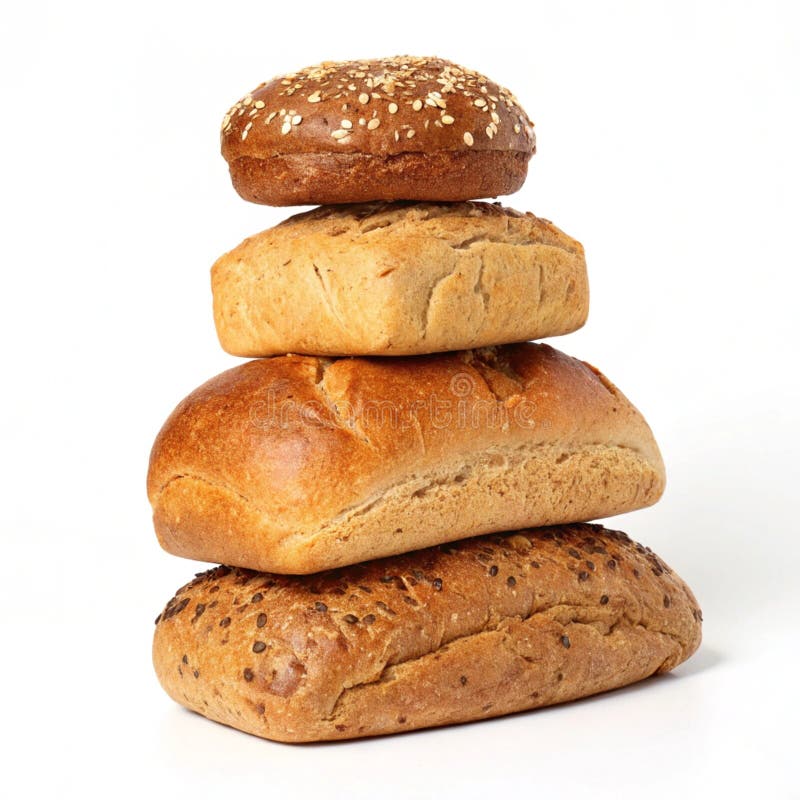 Stack of Traditional Breads Isolated on White Background Stock ...