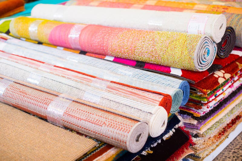 Stack of carpet samples stock photo. Image of pile, purple - 14436004