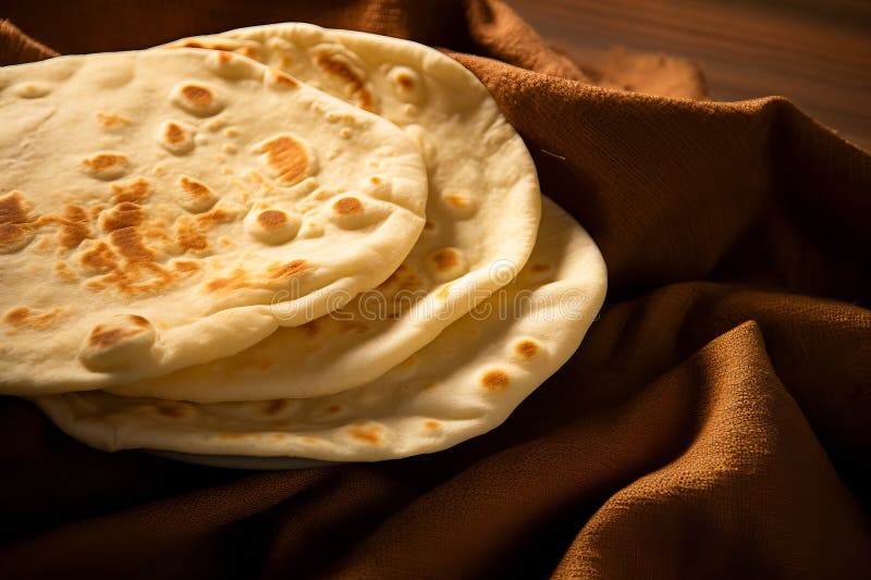 Stack of Traditional Naan Bread on the Table Isolated on Served Table ...