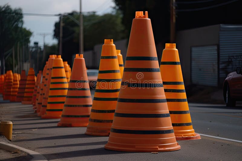 A Stack of Traffic Cones, Ready for a Construction Zone Stock ...