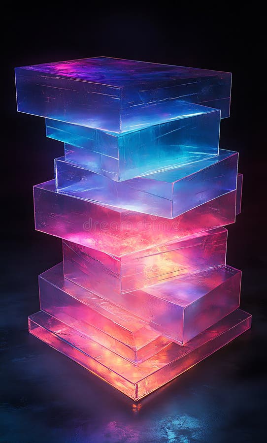 Stack of Translucent Glowing Blue and Purple Panels Creates Mesmerizing ...