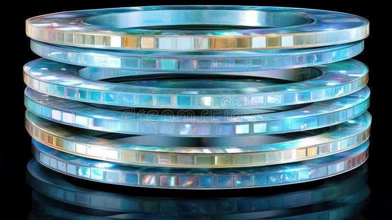 A Stack of Translucent, Iridescent Rings with a Shimmering Effect ...