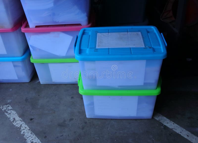 Stack of Translucent Plastic Box Stock Photo - Image of file ...