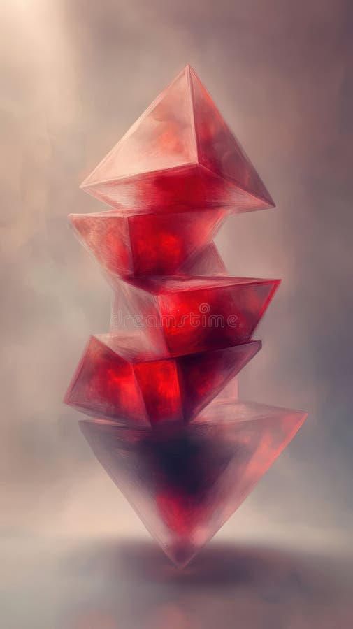 A Stack of Translucent Red Pyramids, Creating a Surreal and Artistic ...