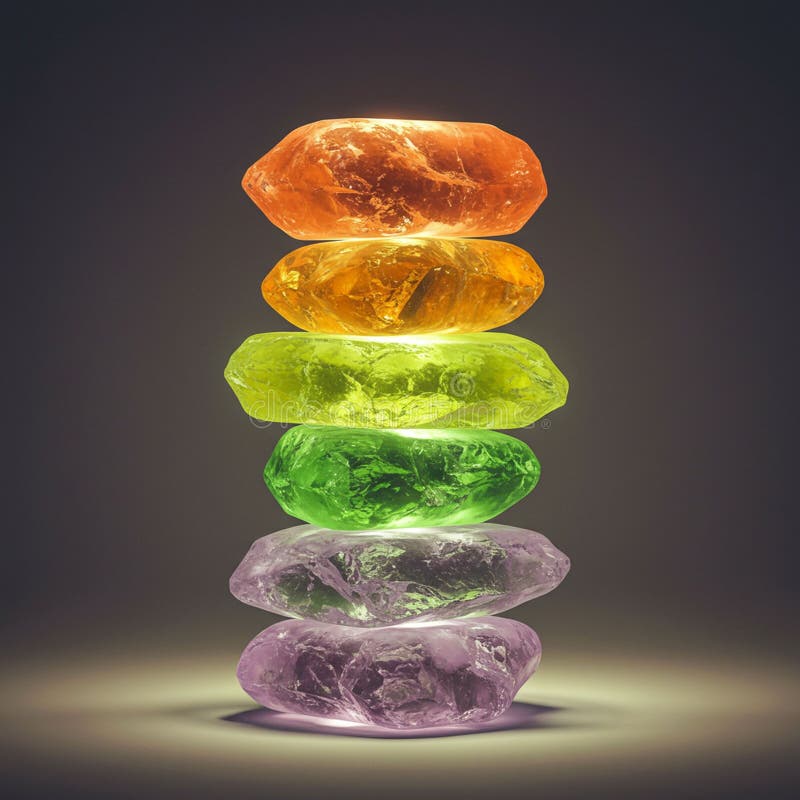 A Stack of Translucent Stones, Each a Different Color, from Top To ...
