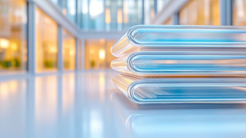 Stack of Transparent Binders in a Modern Office Setting, AI Stock Image ...