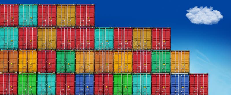 Stack of Transport Containers and Cloud in Sky Stock Image - Image of ...