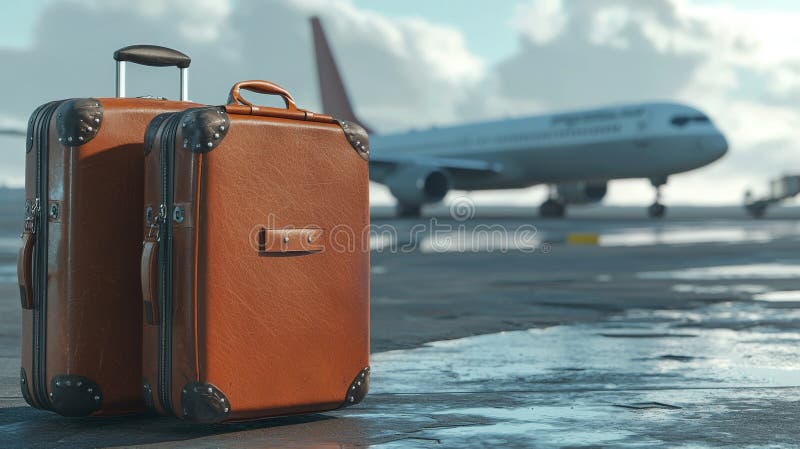 A Stack of Travel Gear is Stacked in an Air Terminal Terminal, and a ...