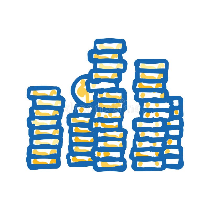 Stack Treasure Golden Icon Doodle Illustration Stock Illustration ...