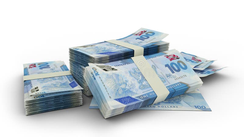 Stack of Trinidad and Tobago Dollar Notes Isolated on White Background ...