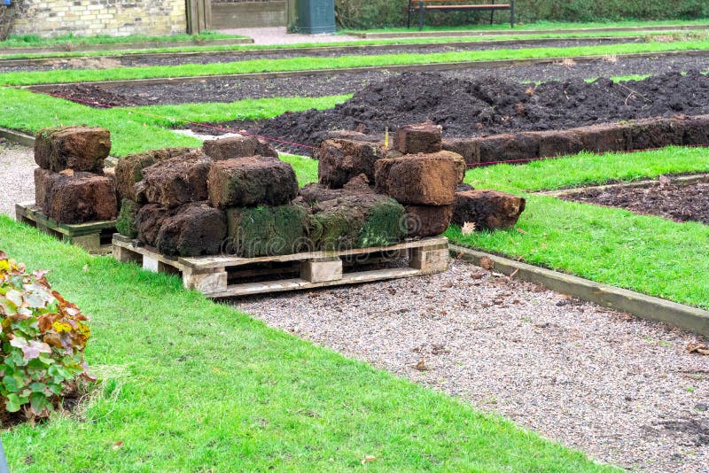 Stack of Turf Grass Soil for a Lawn Stock Image - Image of gardener ...
