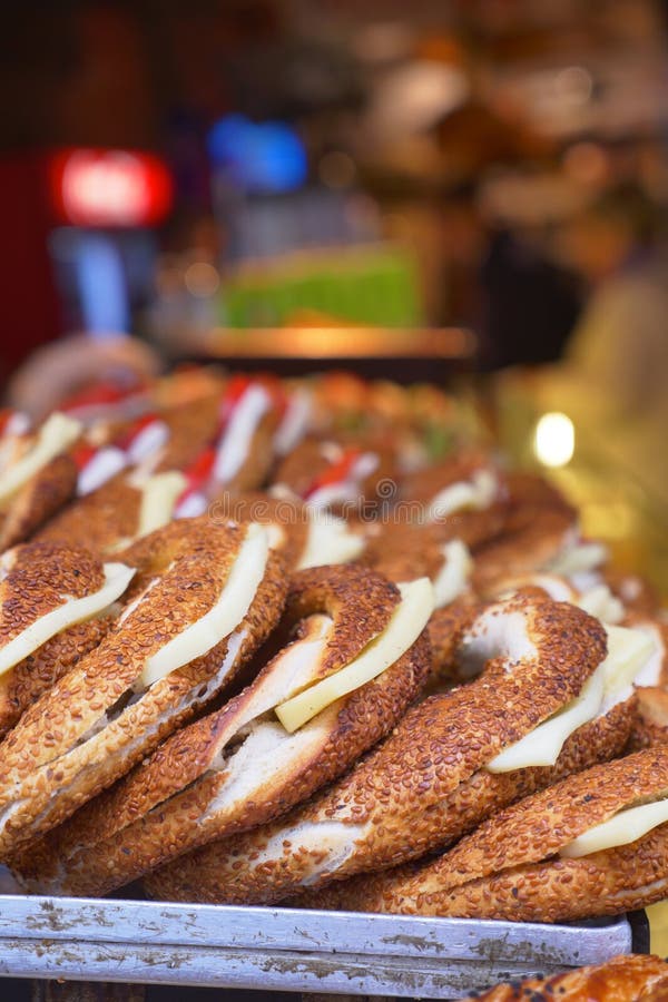 Stack of Turkish Bagel Simit with Cheese Stock Photo - Image of baked ...