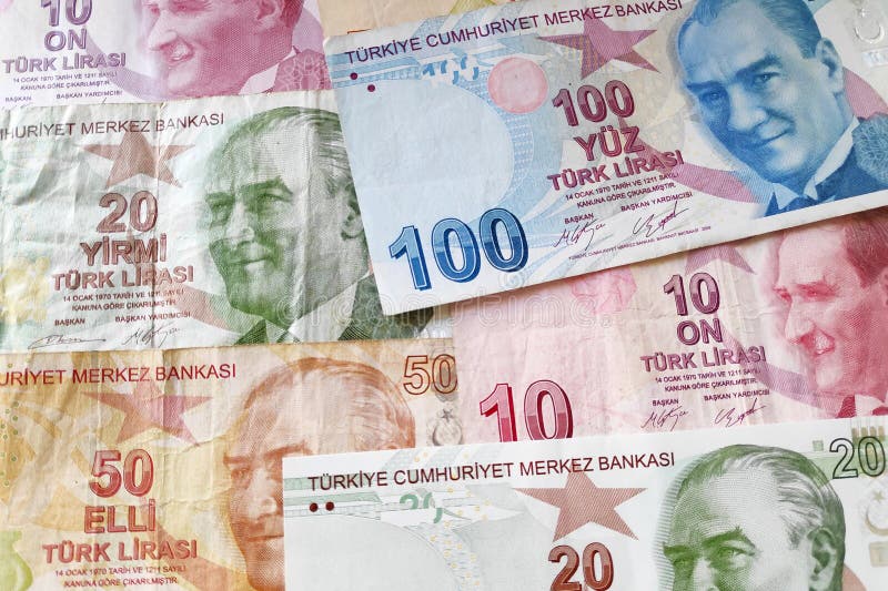 Stack of Turkish Lira Banknotes Stock Image - Image of east, wealth ...