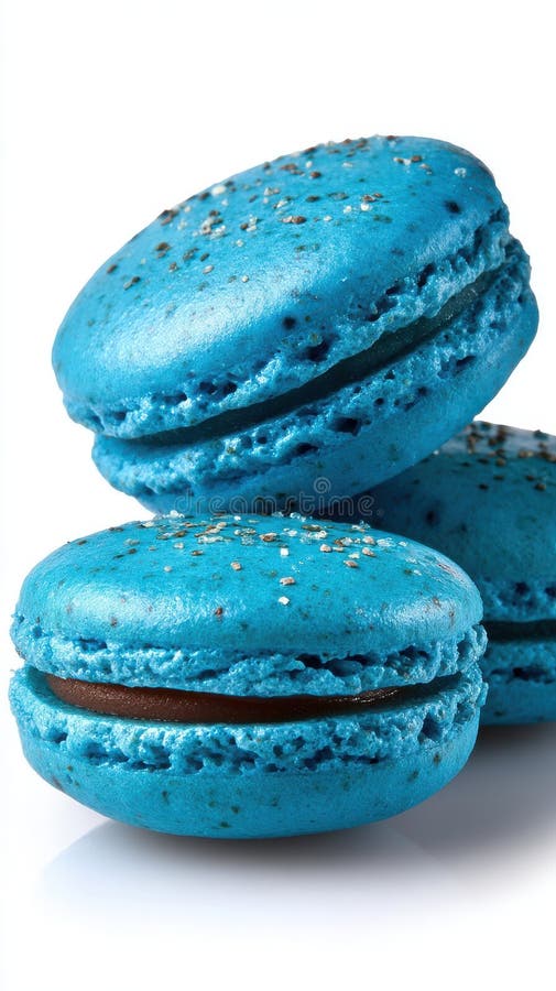 Stack of Turquoise Macarons on White Background for Dessert ...
