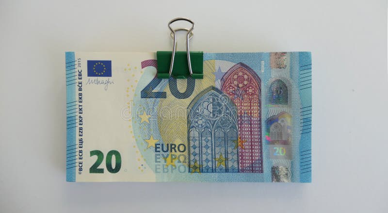 Stack of 20 Twenty Euro Banknotes Clipped Stock Photo - Image of note ...