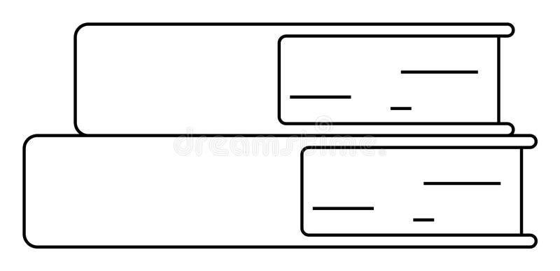 Stack of Two Books with Simple Outline in Black and White Stock ...