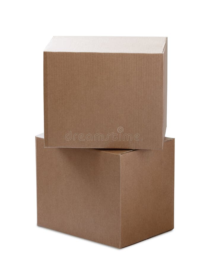 Stack of Two Cardboard Boxes Isolated on White Stock Image - Image of ...
