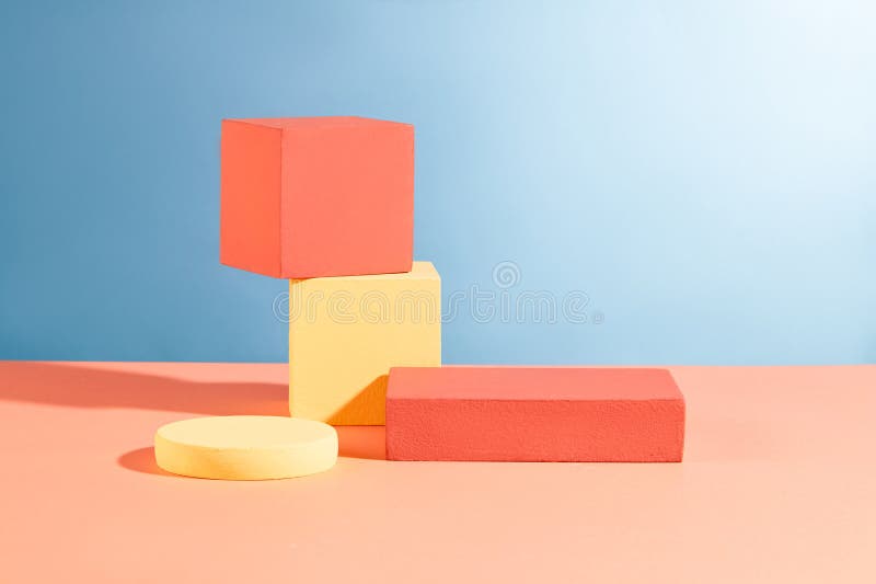 A Stack of Two Cube Podium Arranged with Round and Rectangle Podiums ...