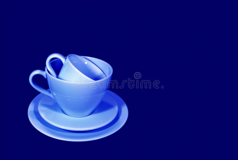 Stack of Two Different Size of Light Blue Coffee Cup Sets Stock Photo ...