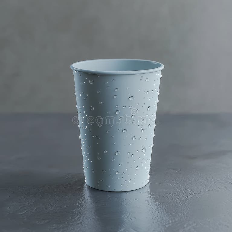 The Stack of Two Light Blue Disposable Plastic Cups on a Wet Surface is ...