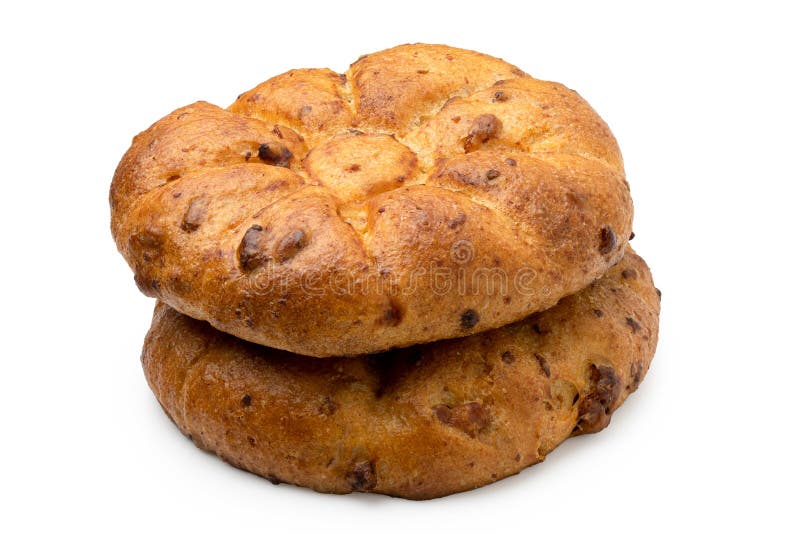A Stack of Two Round Pork Cracklings Flat Breads Isolated on White ...