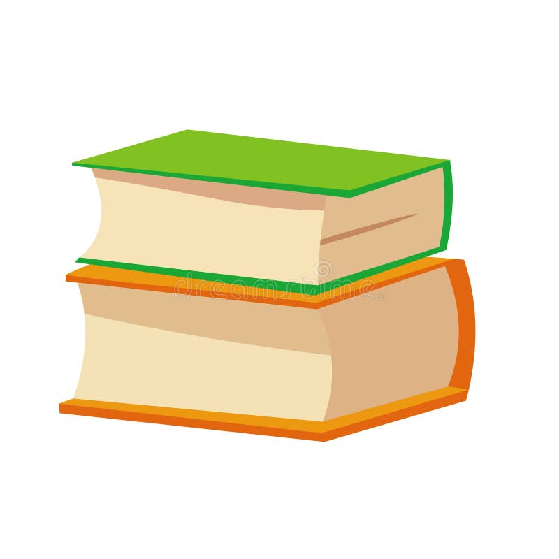 A Stack of Two Thick Books, Flat Vector Illustration, Green and Orange ...
