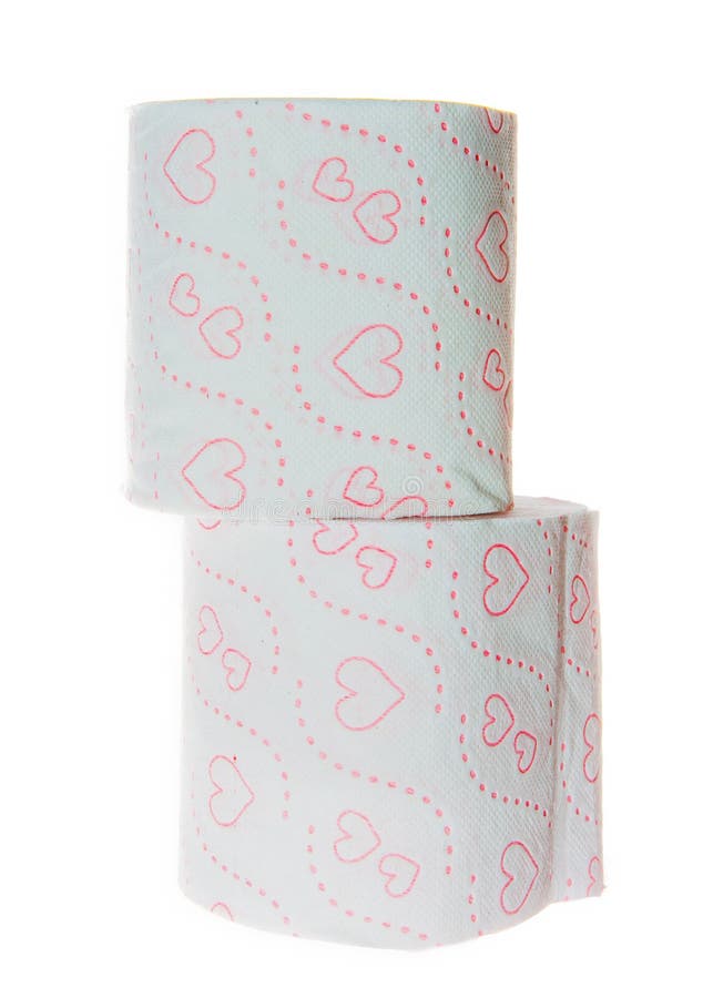 Stack of Two Toilet Paper Rolls with Hearts Pattern Stock Image - Image ...