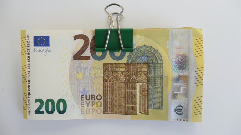 Stack of 200 Twohundred Euro Banknotes Clipped Stock Photo - Image of ...