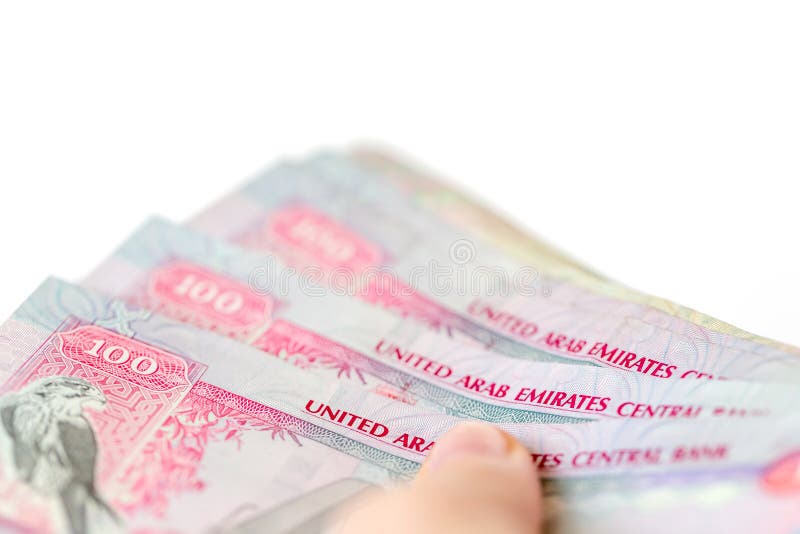 Stack of UAE Dirhams in Woman`s Hands. Closeup. Stock Image - Image of ...