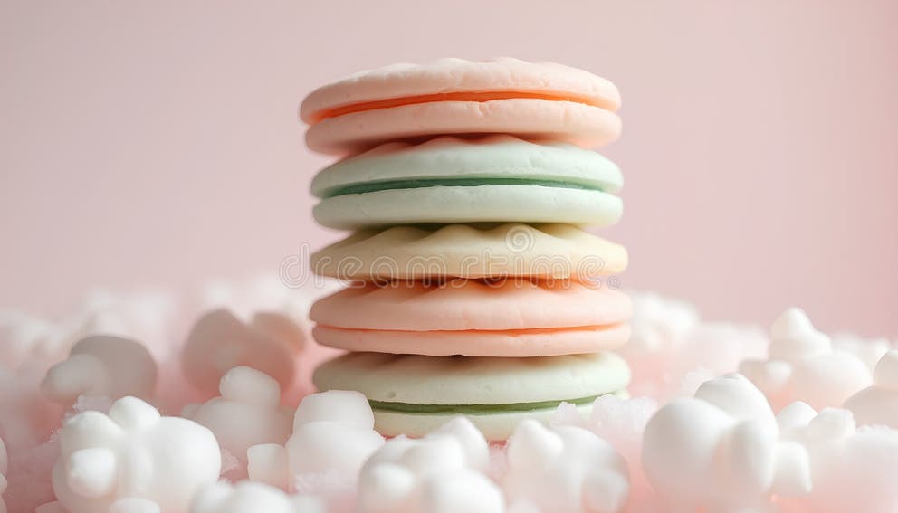 Stack of Ultra-soft, Pastel-colored Cookies with a Squishy, Puffy ...