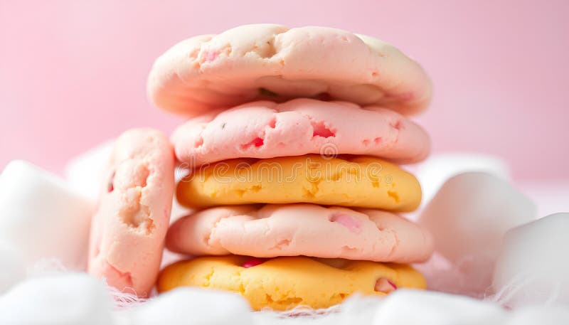 Stack of Ultra-soft, Pastel-colored Cookies with a Squishy, Puffy ...