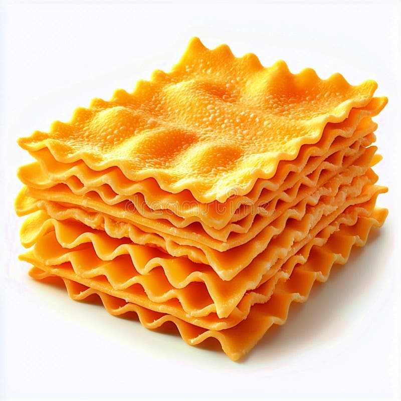 A Stack of Uncooked Lasagna Pasta Sheets with Ruffled Edges on White ...