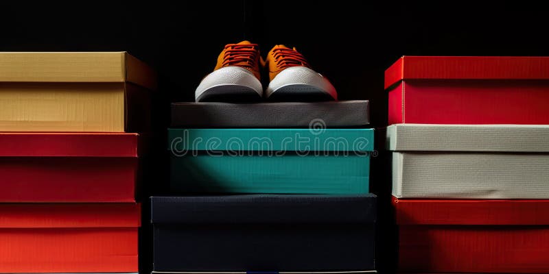 Stack of Unevenly Folded Shoe Boxes , Concept of Organization Stock ...