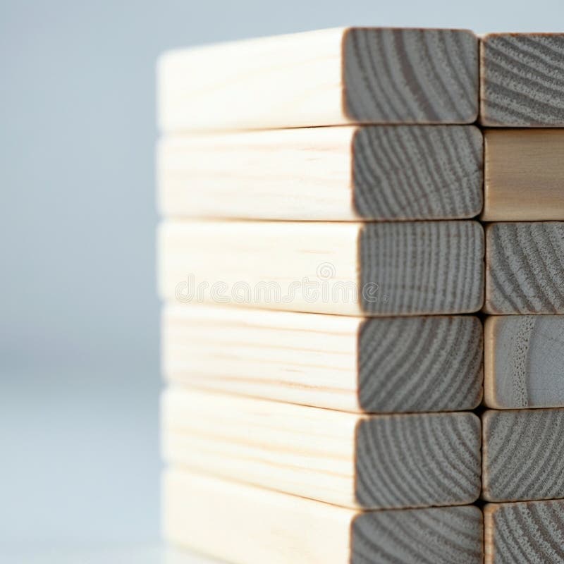 A Stack of Uniform Rectangular Wooden Beams with Visible Grain Patterns ...