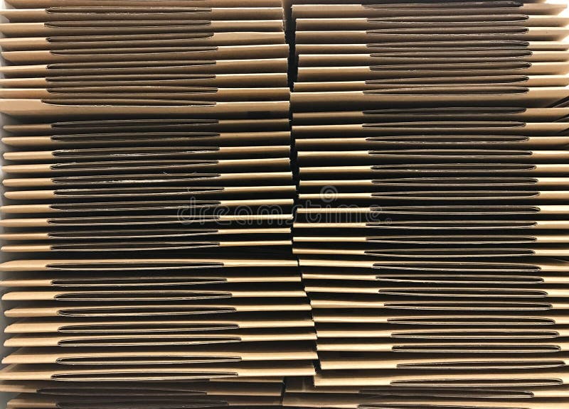 Stack of Fold Brown Carton or Cardboard Box, Front View Stock Photo ...