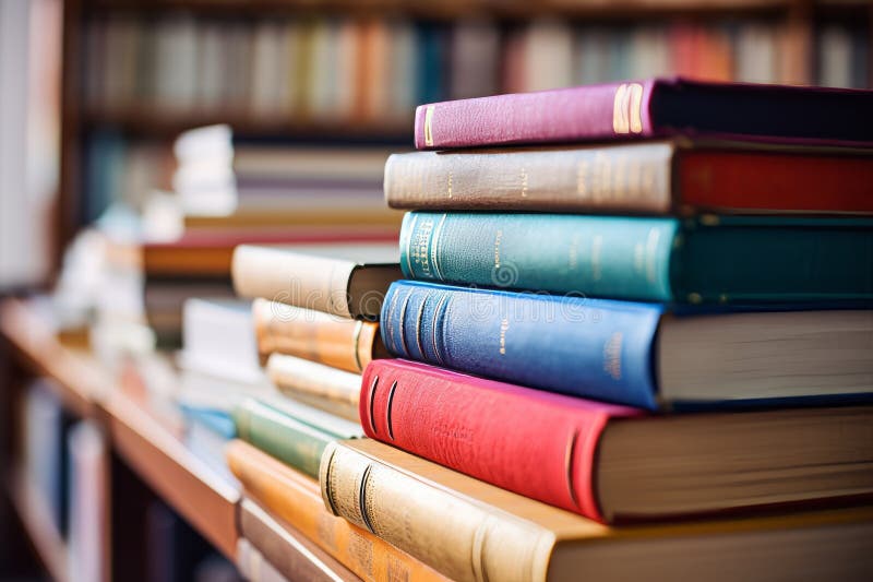 A Stack of Unread Books. Shelf in the Library, Close Up Stock Image ...