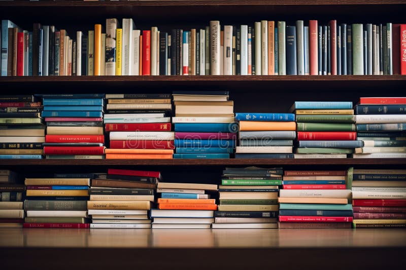 A Stack of Unread Books. Shelf in the Library Stock Illustration ...