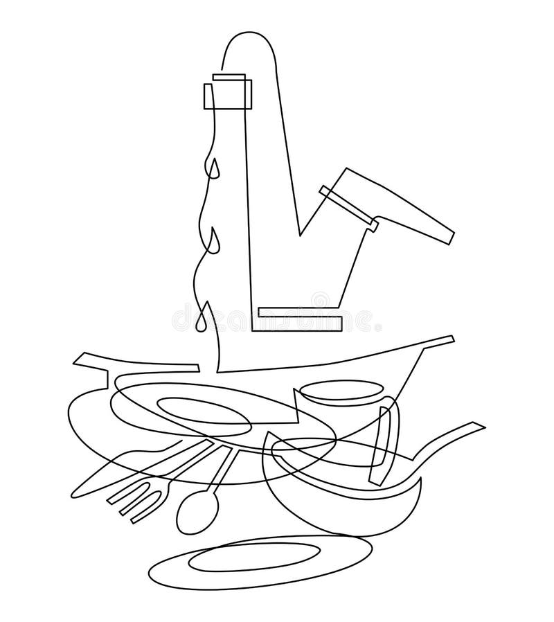 Stack of Unwashed Dishes. Still Life on the Kitchen Table. Continuous ...