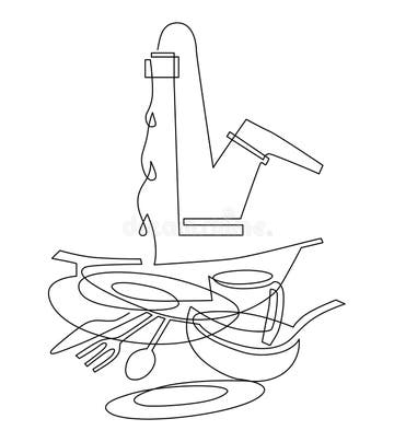 Wash Dishes Line Drawing Stock Illustrations – 227 Wash Dishes Line ...