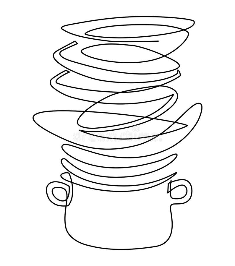 Stack of Unwashed Dishes. Still Life on the Kitchen Table. Continuous ...