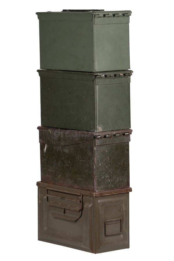 Stack of US army ammo cans stock image. Image of battle - 272482477