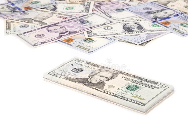 Stack of 20 dollar bills stock photo. Image of fortune - 2562612