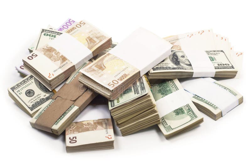 Stack of US Dollar Notes. Bundles of United States Currency Notes ...